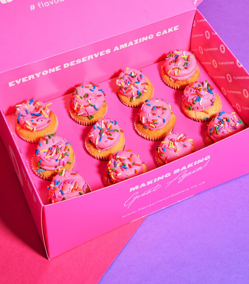 Pink Vanilla Funfetti Mini Cupcakes | Cupcakes London – Flavourtown Bakery