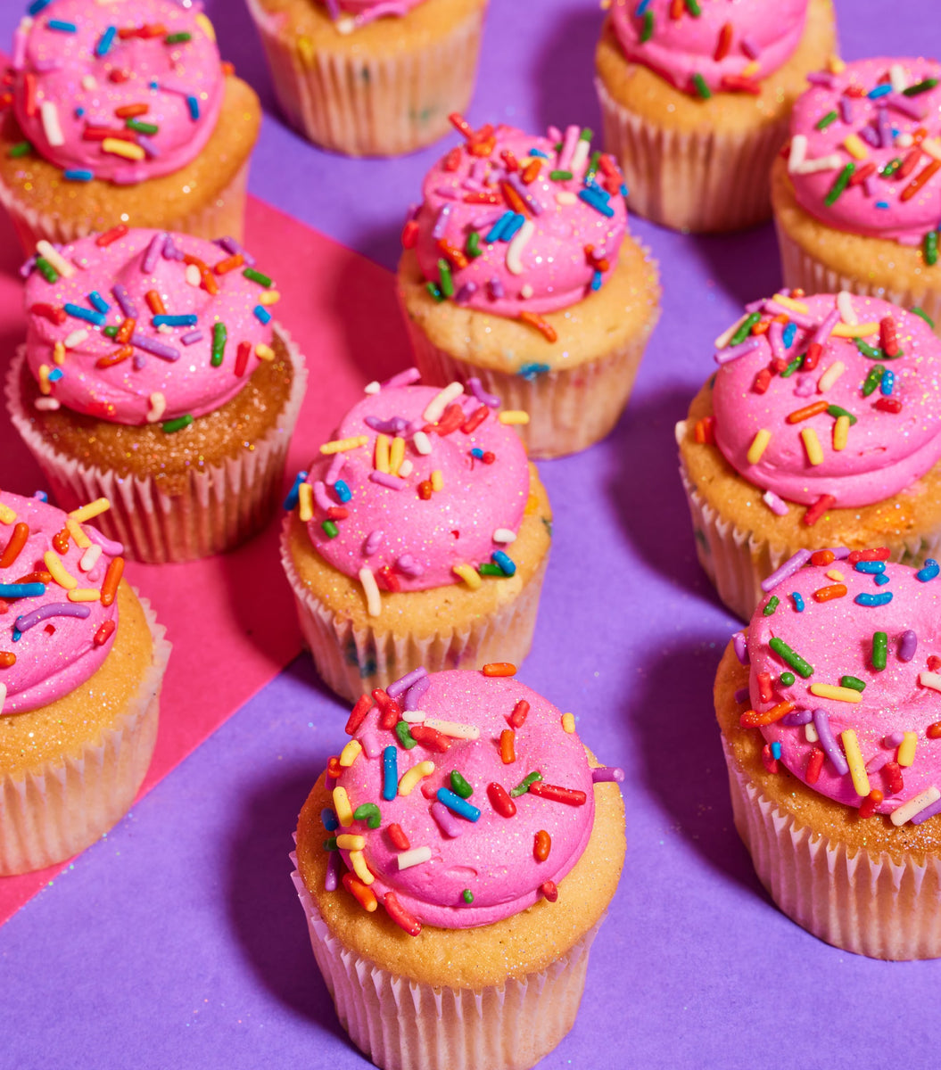 Pink Vanilla Funfetti Mini Cupcakes | Cupcakes London – Flavourtown Bakery